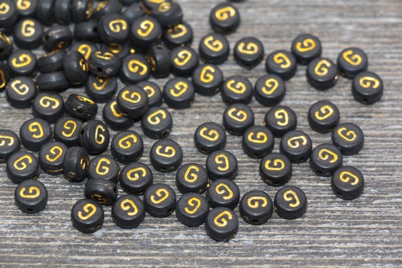 Letter G Beads Black With Gold Letter G Individual Letter - Etsy