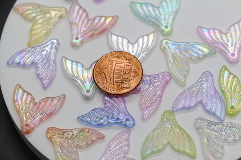 Mermaid Tail Beads, Iridescent AB Fish Tail Beads, Fantasy Jewelry ...