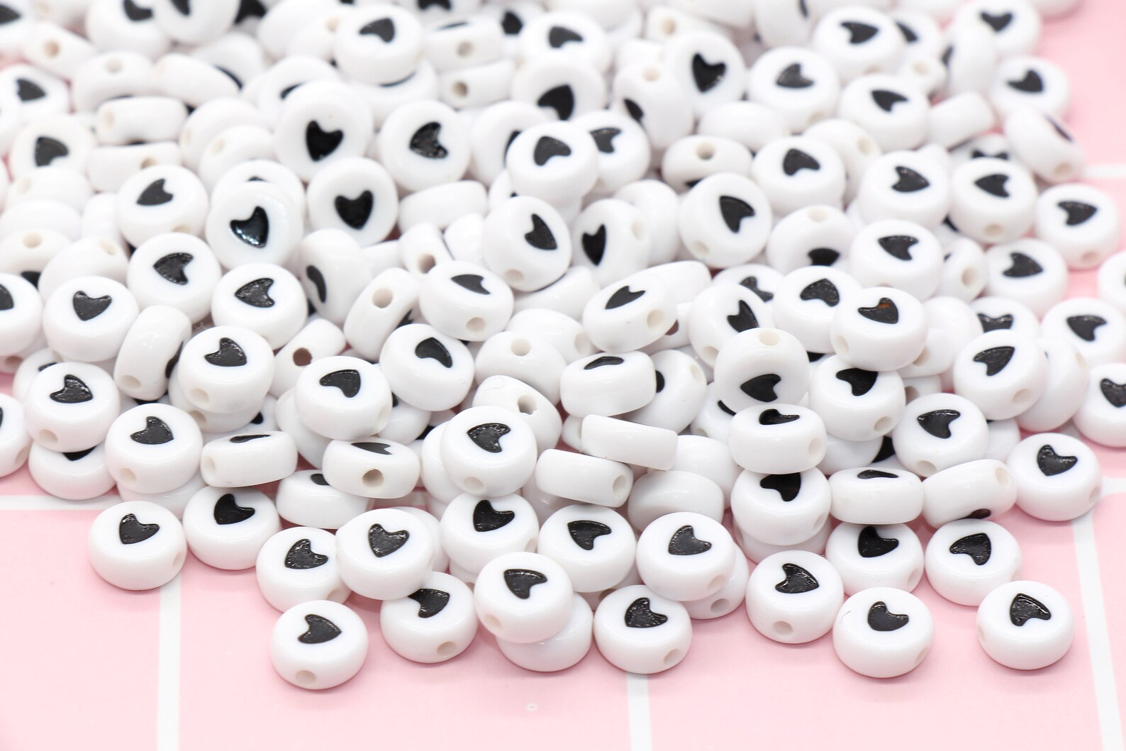 Black and White Heart Beads Acrylic Heart Beads Plastic - Etsy