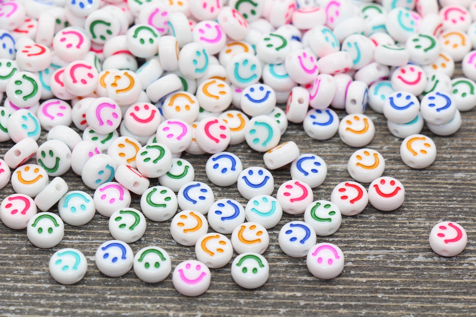 Multicolor Smiley Face Round Beads Emoji Beads Happy Face - Etsy