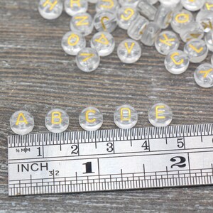 Gold Alphabet Letter Beads, Transparent Beads With Gold Letters ...