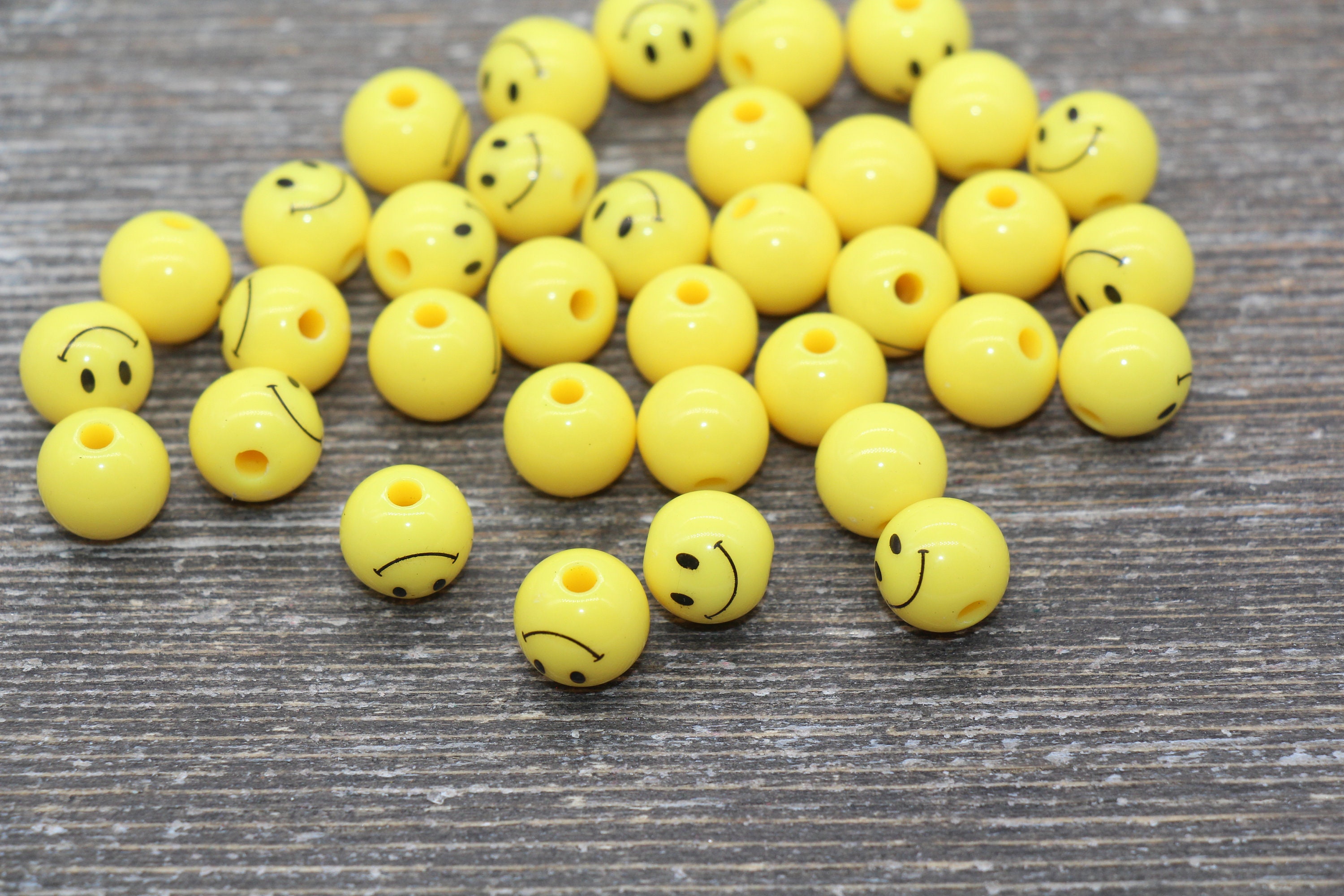 Smiley Face Round Beads Emoji Beads Happy Face Beads - Etsy