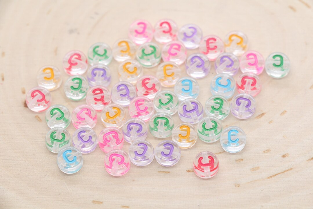 Letter C Alphabet Beads, Transparent Beads With Mix Color Letters ...