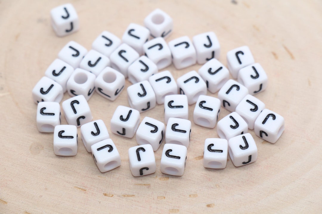 Cube Letter J Beads, Square Letter J Beads, Individual Letter Beads ...