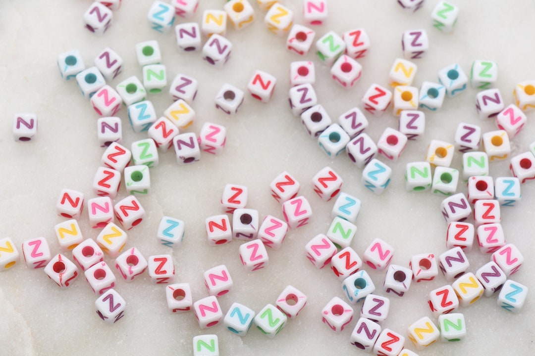 Letter Z Cube Beads, Individual Letter Beads, Multicolored Cube ...