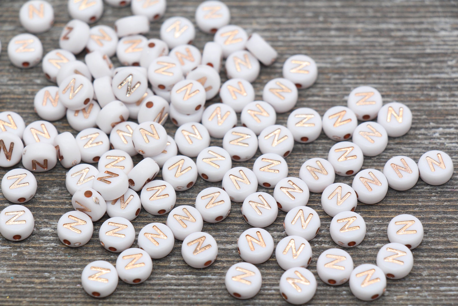 Letter N Alphabet Beads Rose Gold Letter N Beads Individual - Etsy