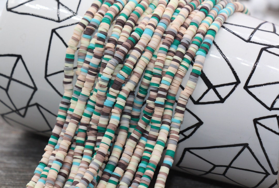 4mm Multicolored Heishi Beads, Multicolored Polymer Clay Disc Beads ...