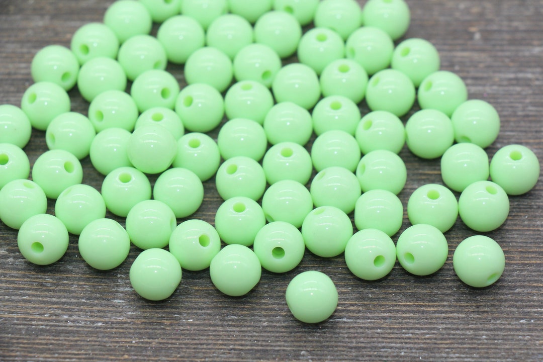 10mm Mint Green Gumball Beads, Round Acrylic Loose Beads, Green ...