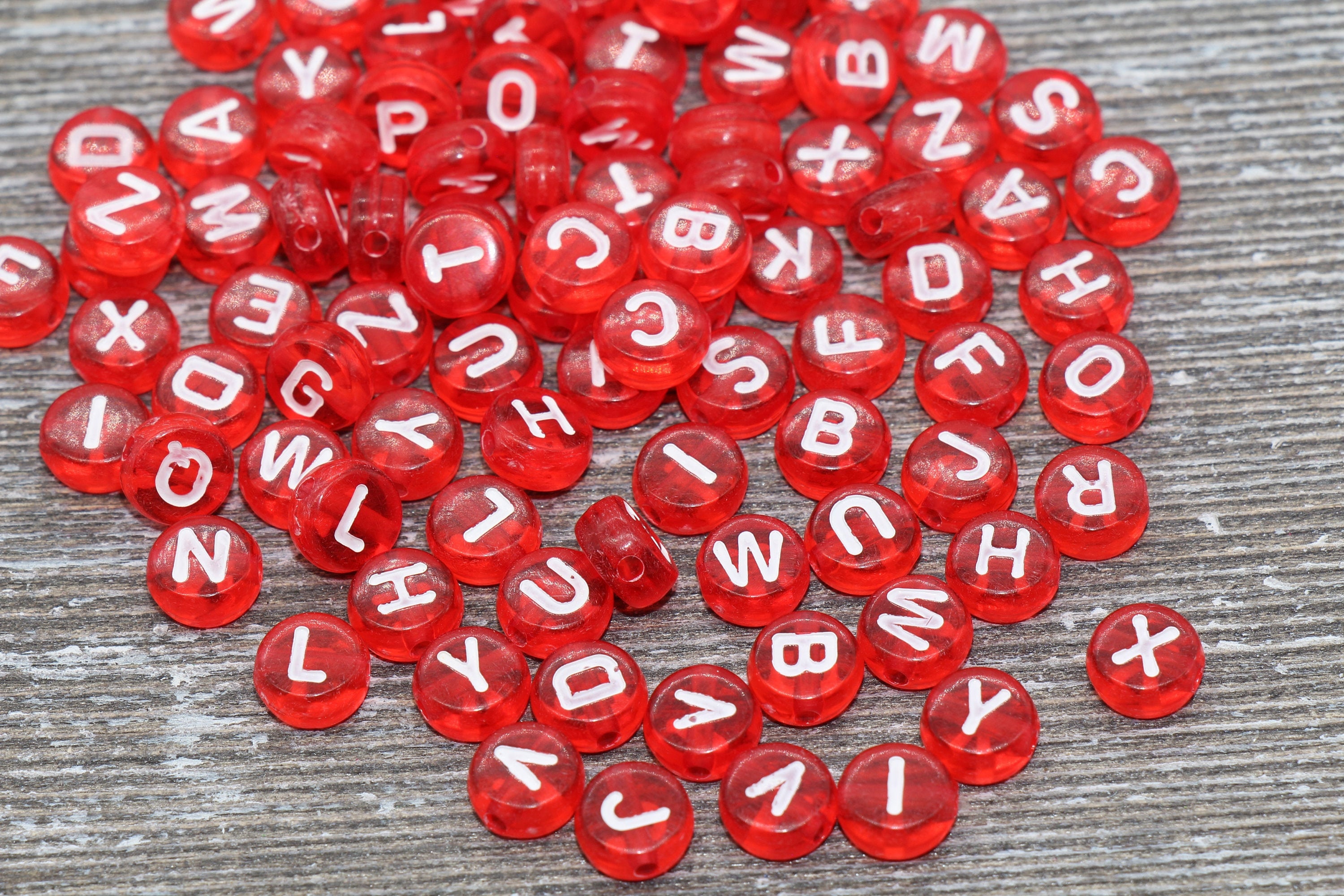 Red Alphabet Letter Beads Translucent Acrylic Red Letters - Etsy
