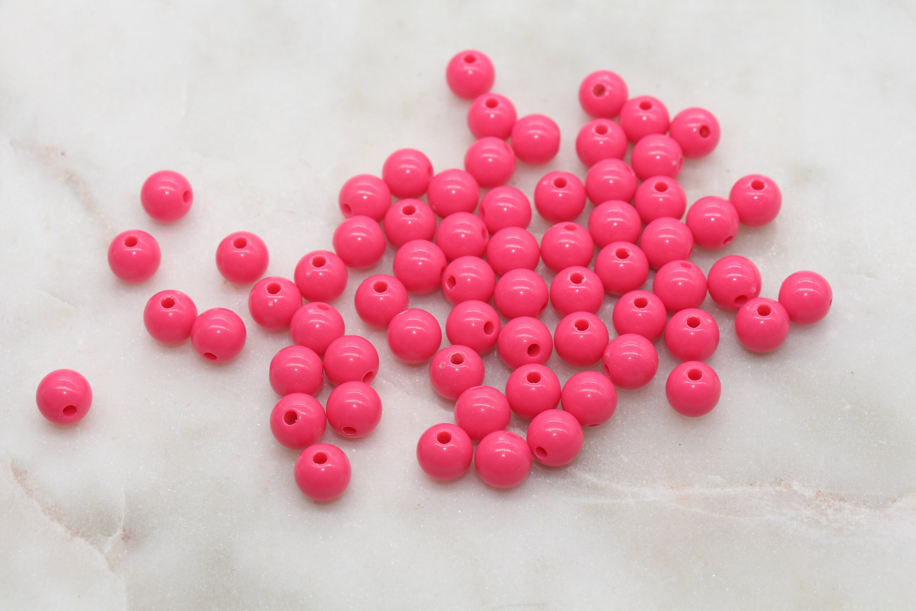 8mm Ruby Pink Gumball Beads, Round Acrylic Loose Beads, Bubblegum Beads ...