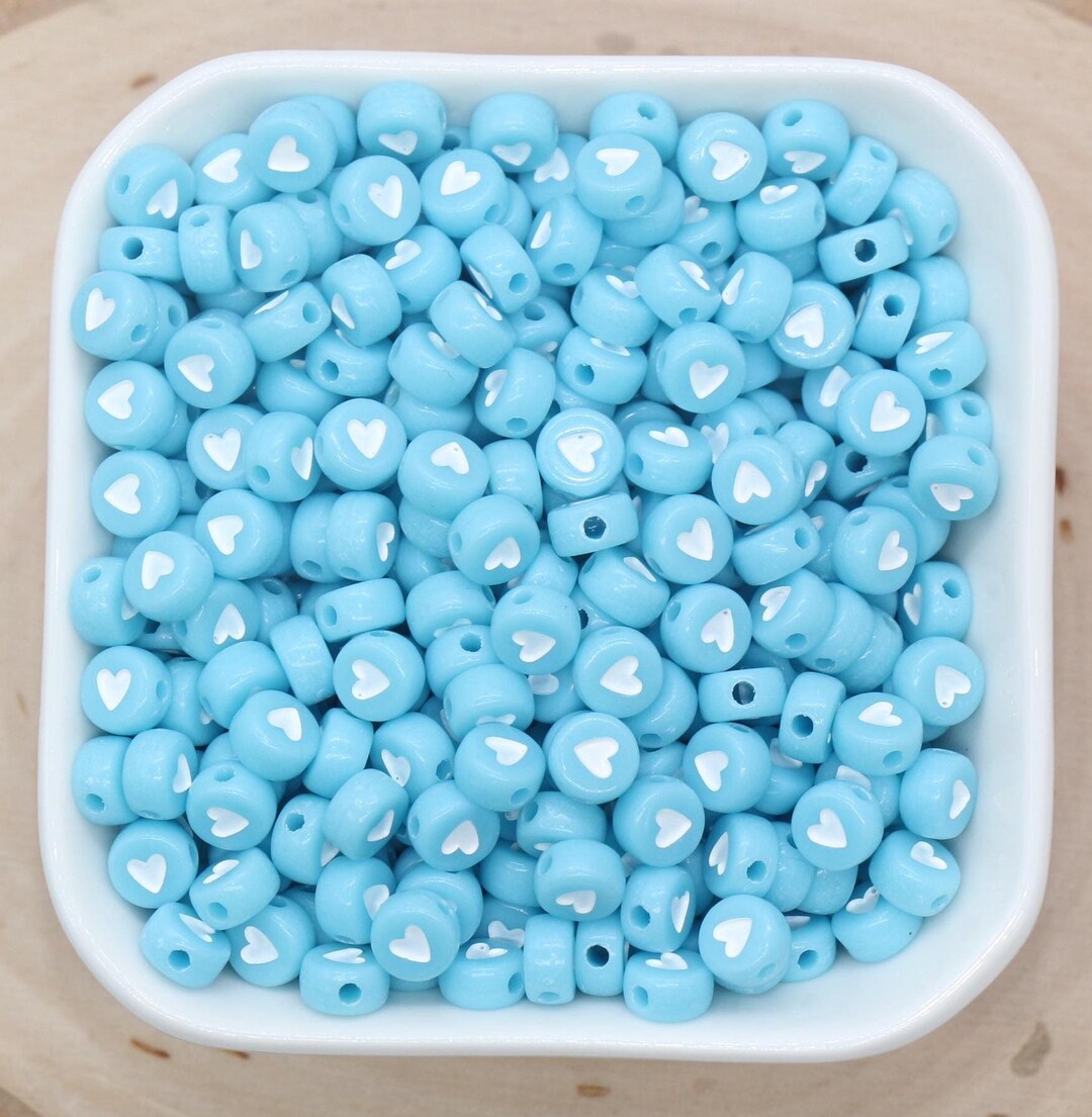 Blue Heart Beads, Acrylic Heart Beads, Plastic Heart Beads, Acrylic ...