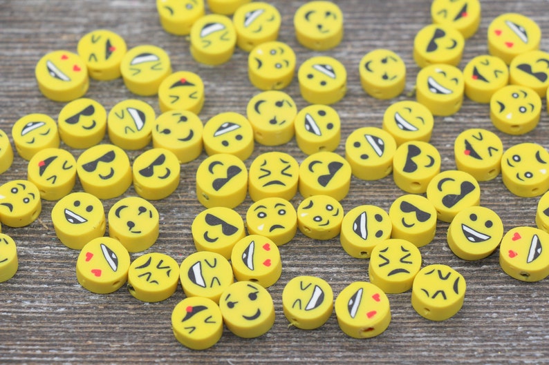 Emoji Polymer Clay Beads Emoji Fimo Cane Beads Assorted | Etsy