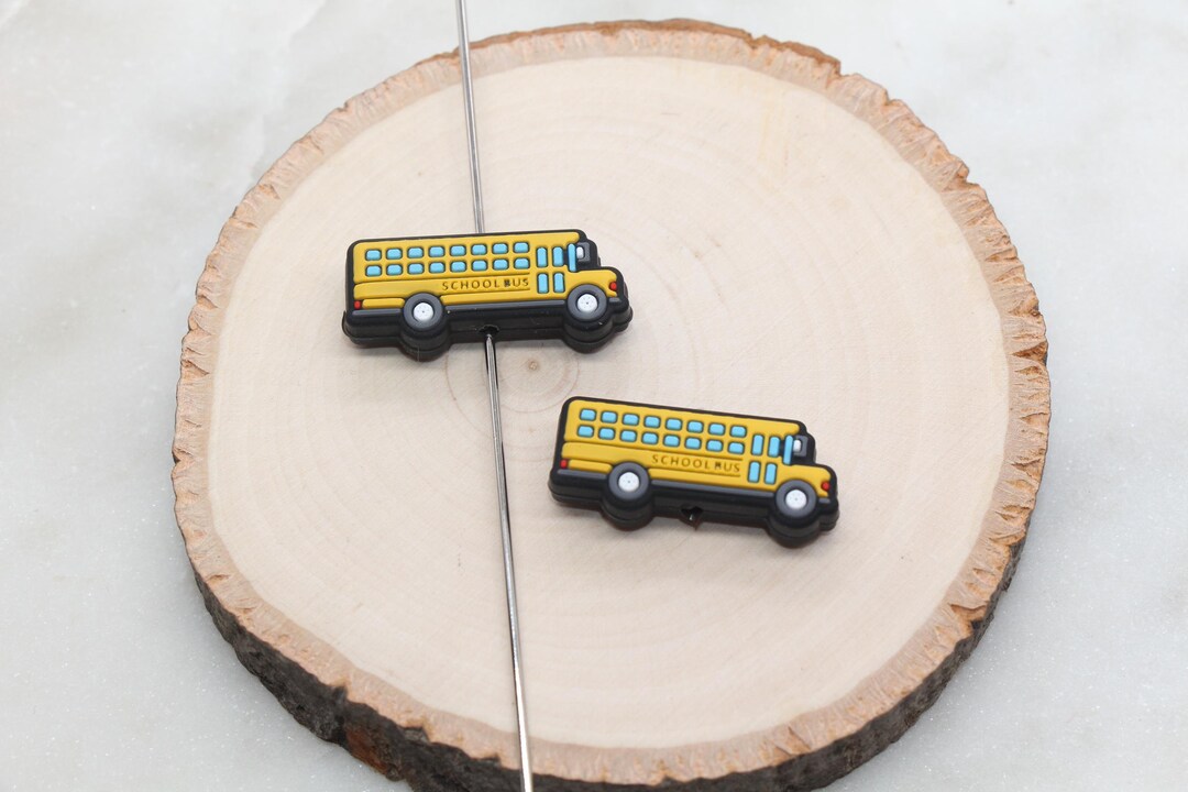 School Bus Silicone Focal Beads, Yellow School Bus Silicone Beads ...