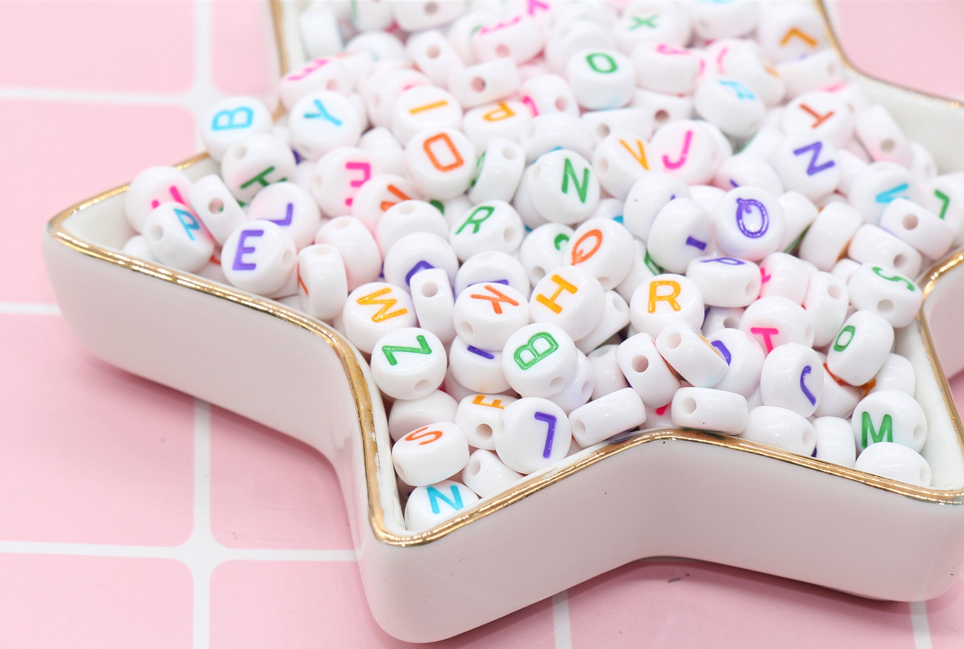 Multicolor Alphabet Letter Beads Acrylic White Letters Beads - Etsy