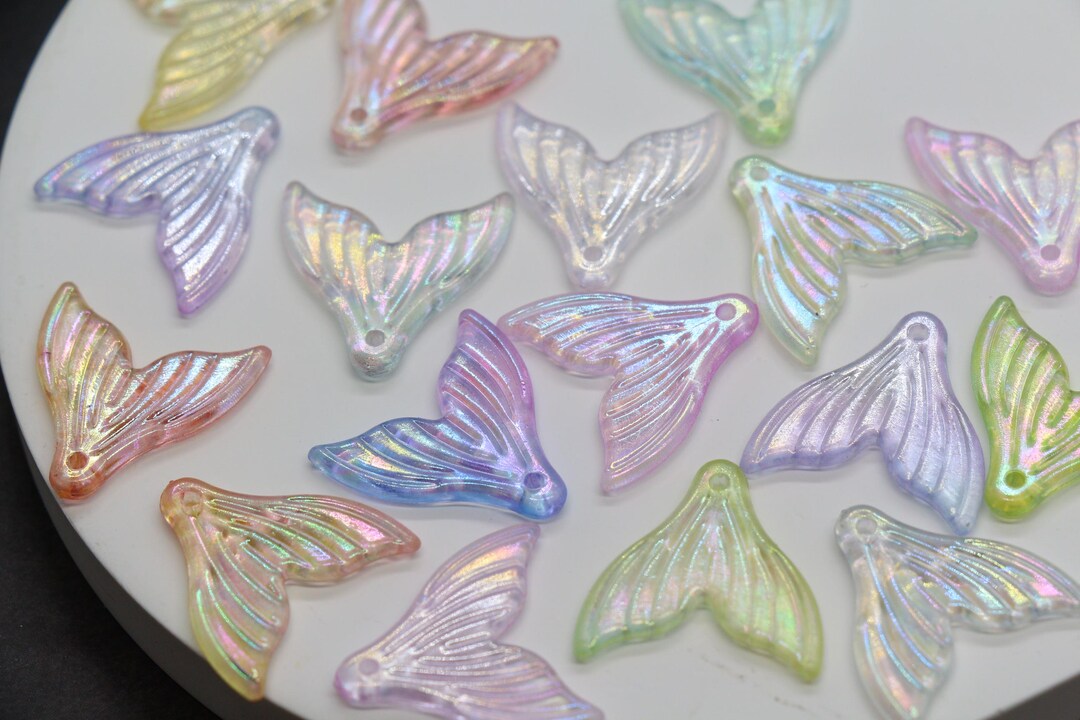 Mermaid Tail Beads, Iridescent AB Fish Tail Beads, Fantasy Jewelry ...