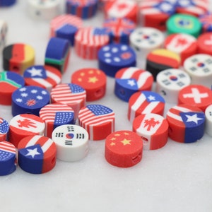 National Flag Clay Beads, Countries Flag Polymer Clay Beads, Round Clay ...