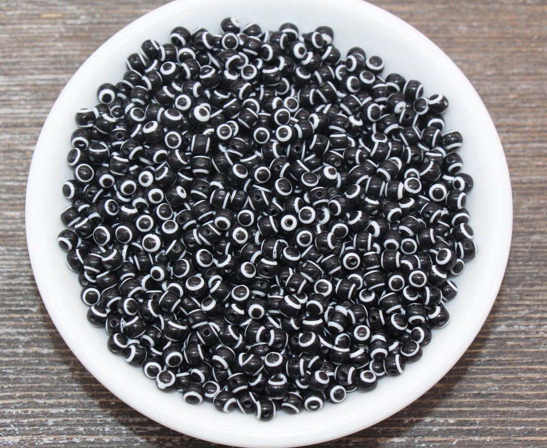 4mm Eyeball Beads, Blue Evil Eye Beads, Chunky Round Evil Eyeball Beads ...