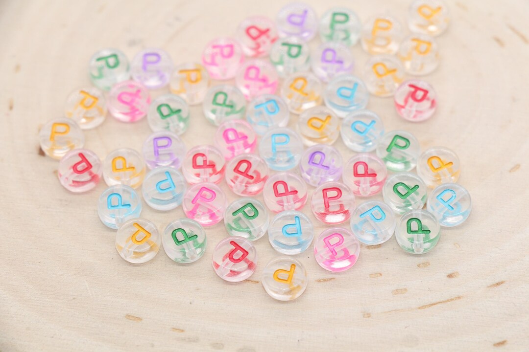 Letter P Alphabet Beads, Transparent Beads With Mix Color Letters ...