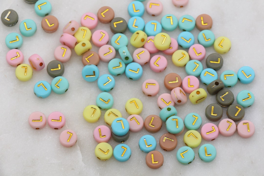 Letter L Round Beads, Individual Letter Beads, Multicolor Round ...