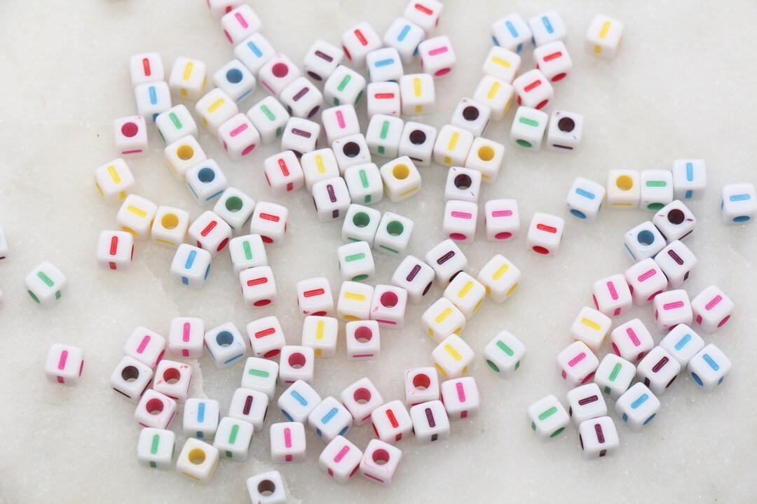 Letter I Cube Beads, Individual Letter Beads, Multicolored Cube ...