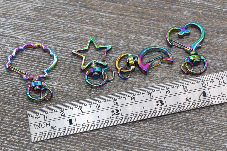 Rainbow Key Chain Metal Keychain Heart Moon Star Shell | Etsy