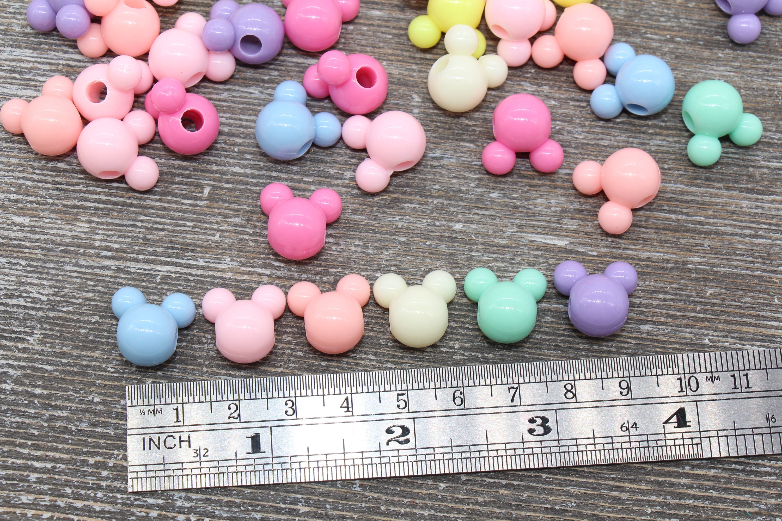 Mickey Mouse Beads Multicolored Mickey Mouse Beads Acrylic - Etsy