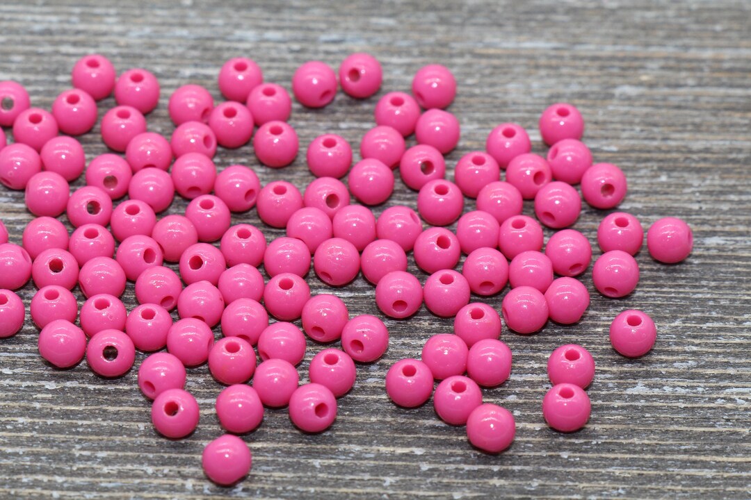 5mm Pink Gumball Beads, Pink Round Acrylic Loose Beads, Plastic Round ...