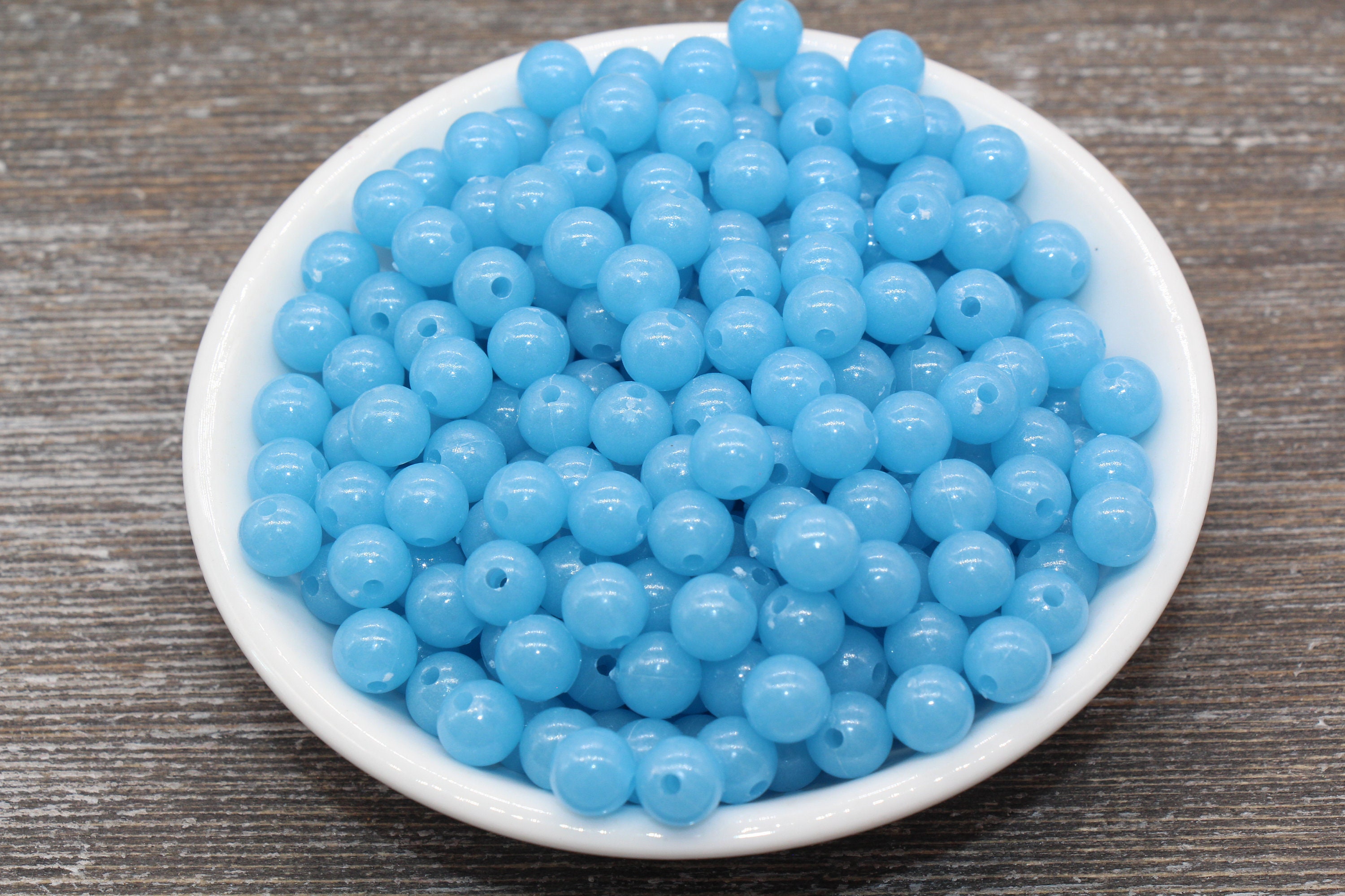 8mm Glow in Dark Blue Gumball Beads Round Acrylic Loose - Etsy