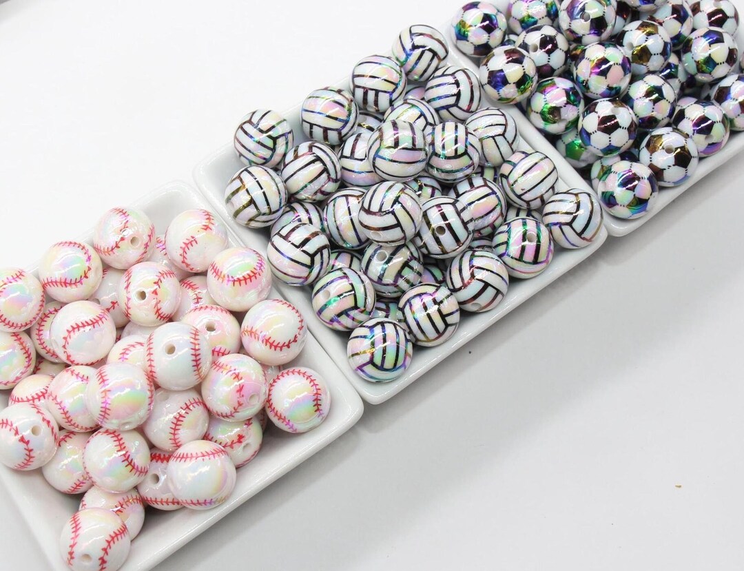 16mm Sport Beads, Baseball Beads, Volleyball Beads, Soccer Beads ...