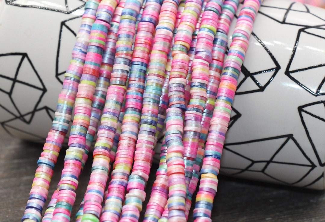 6mm Shimmer Mix Color Polymer Clay Disc Beads, Multicolor Heishi Beads ...