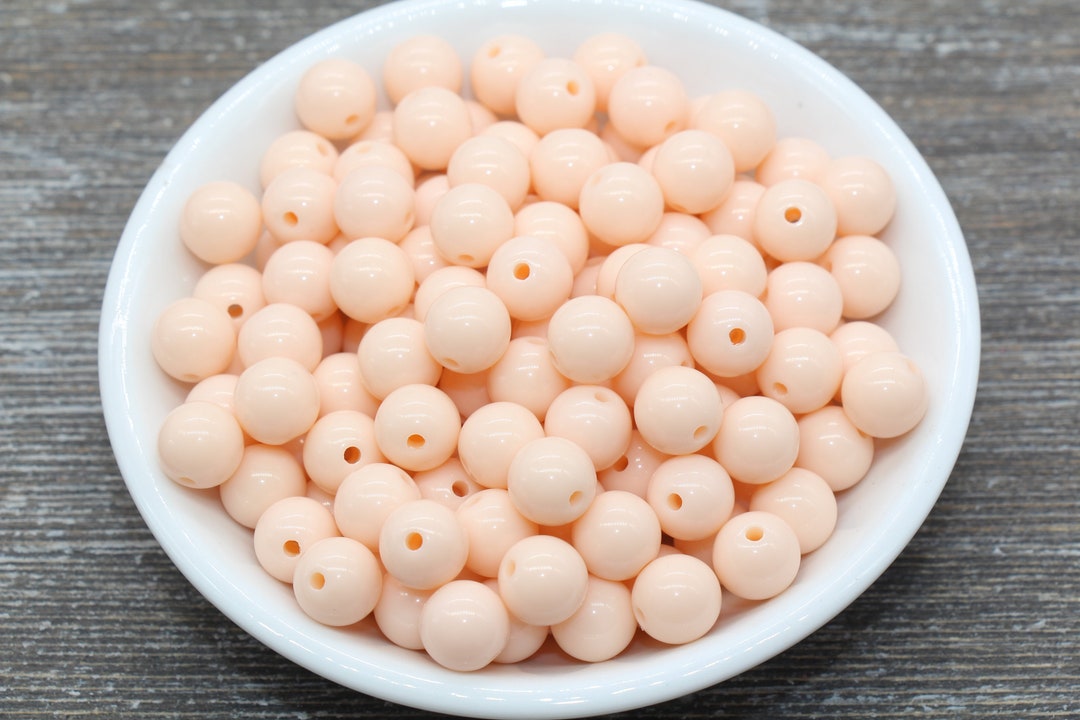 10mm Light Peach Gumball Beads, Round Acrylic Peach Loose Beads ...