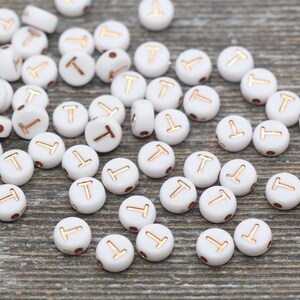 Letter T Alphabet Beads, Rose Gold Letter T Beads, Individual Letter T ...