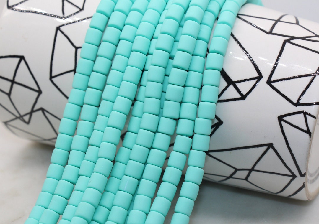 6mm Wide Column Chunky Polymer Clay Beads, Blue Heishi Spacer Beads ...