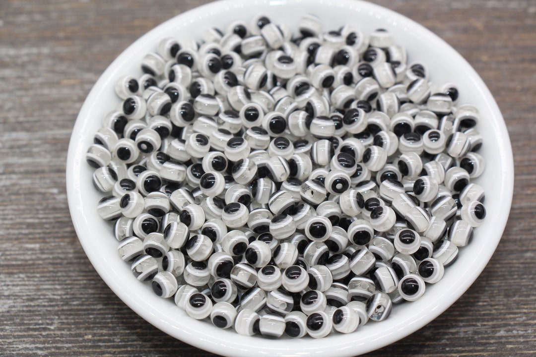 6mm Eyeball Beads, Translucent Light Gray Evil Eyes, Chunky Round Evil ...
