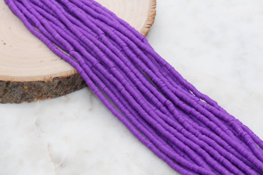 4mm Deep Violet Purple Heishi Beads, Purple Vinyl Heishi Beads, Polymer ...