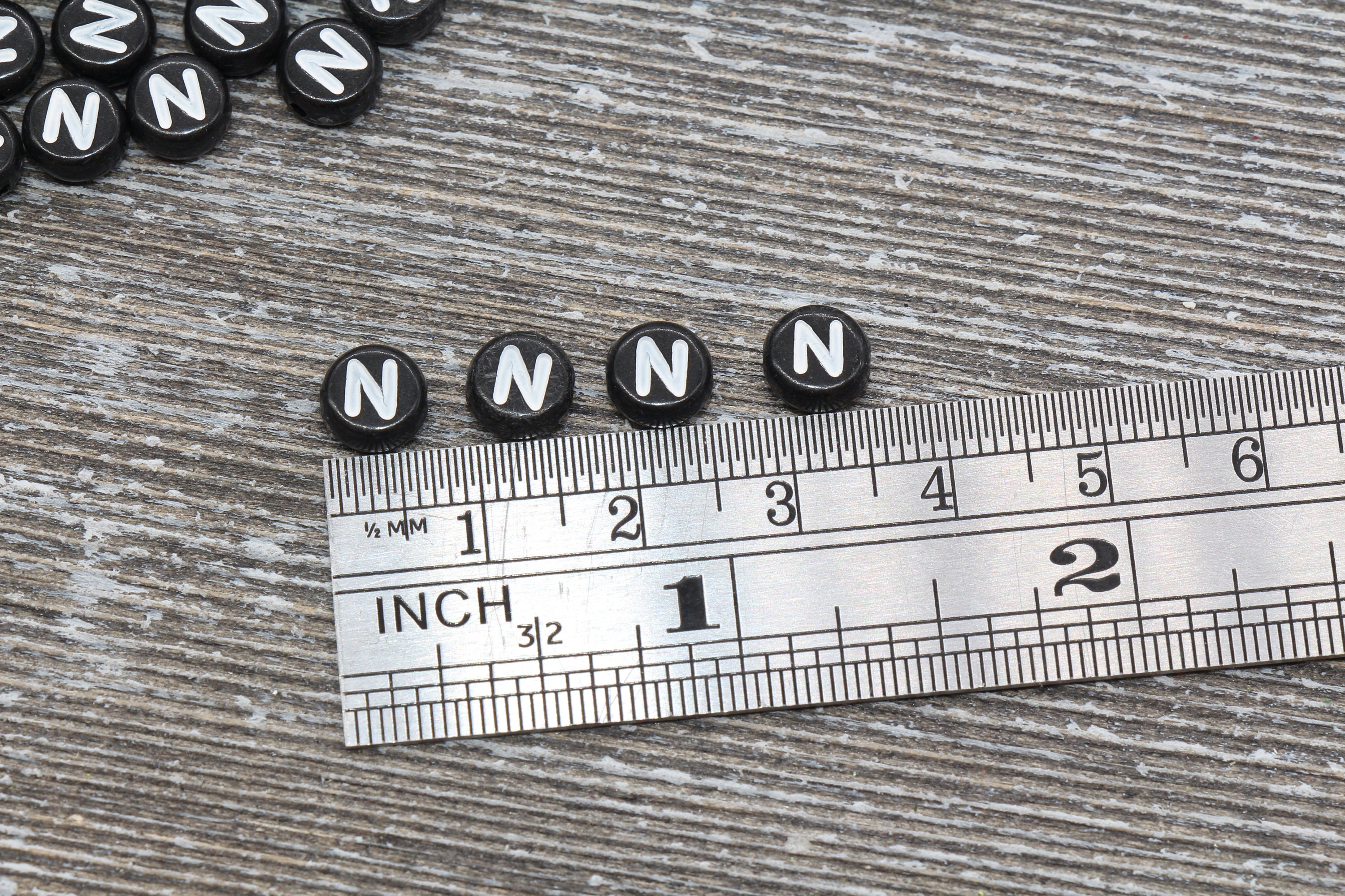 Letter N Alphabet Beads, Black Alphabet Letter Beads, Acrylic Black and ...