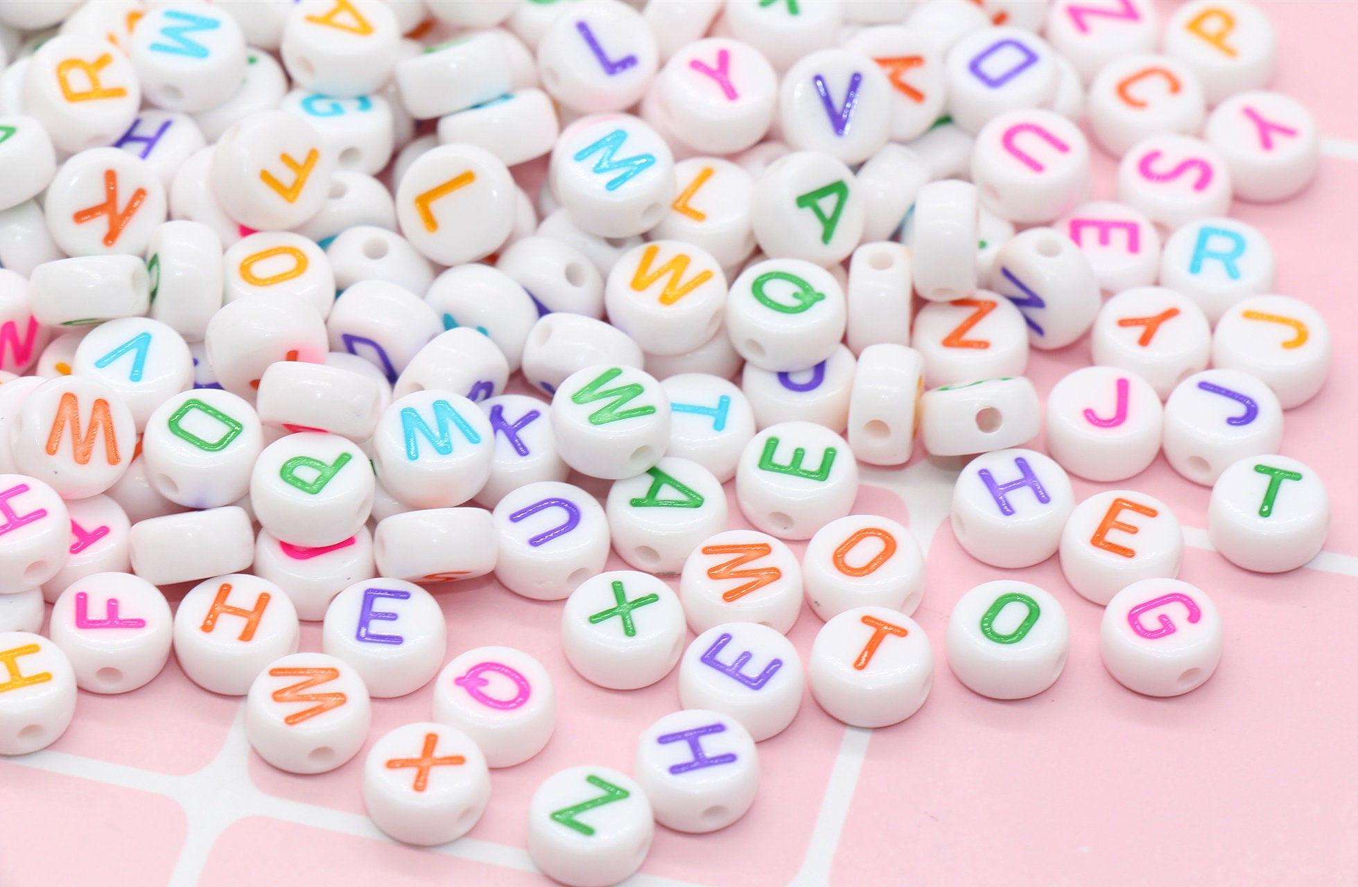 Multicolor Alphabet Letter Beads Acrylic White Letters Beads - Etsy