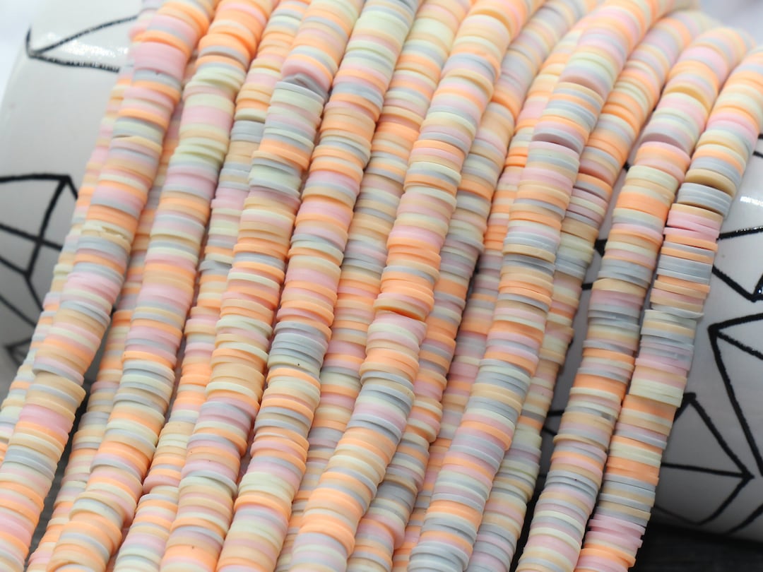8mm Multicolored Heishi Beads, Multicolor Polymer Clay Disc Beads ...