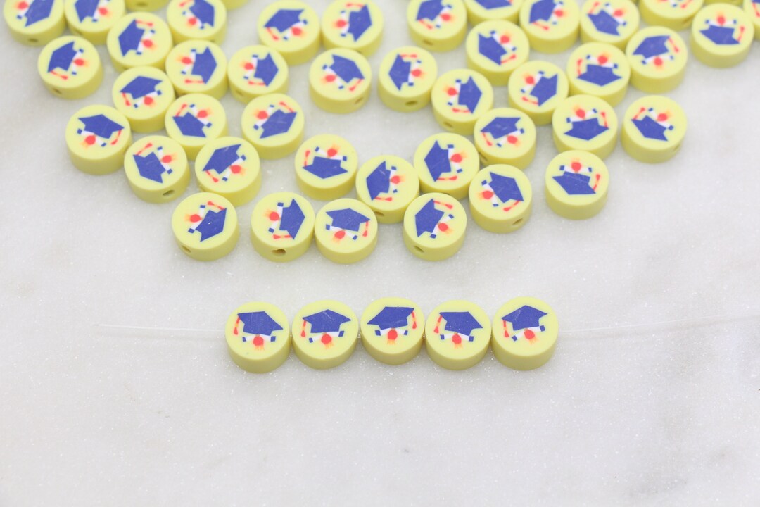 Graduation Cap Polymer Clay Beads, Graduation Hat Clay Beads, Fimo Cane ...