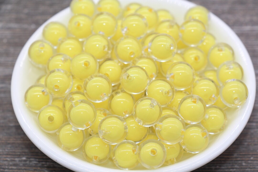 12mm Yellow Round Beads, Yellow Acrylic Round Gumball Beads, Bubblegum ...