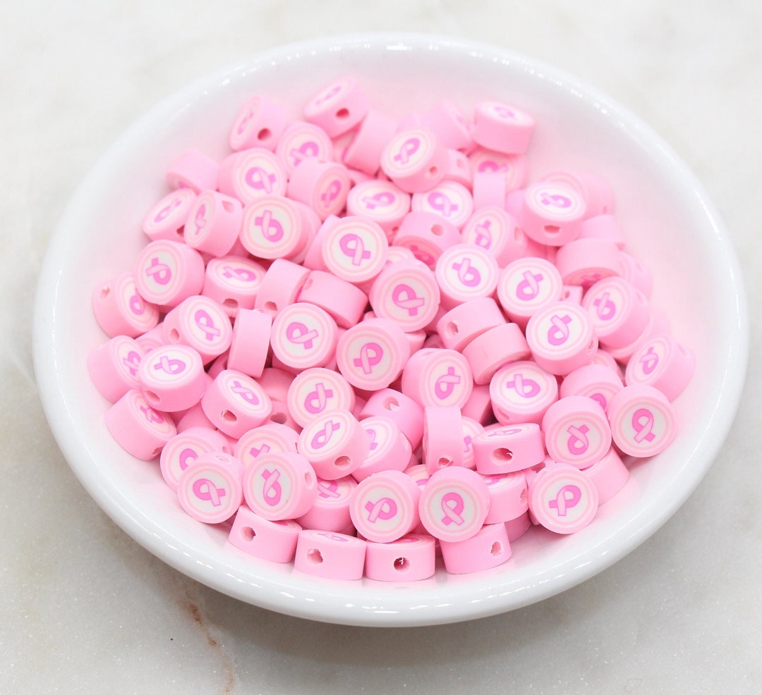 Awareness Ribbons Clay Beads Pink Ribbon Polymer Clay Beads - Etsy