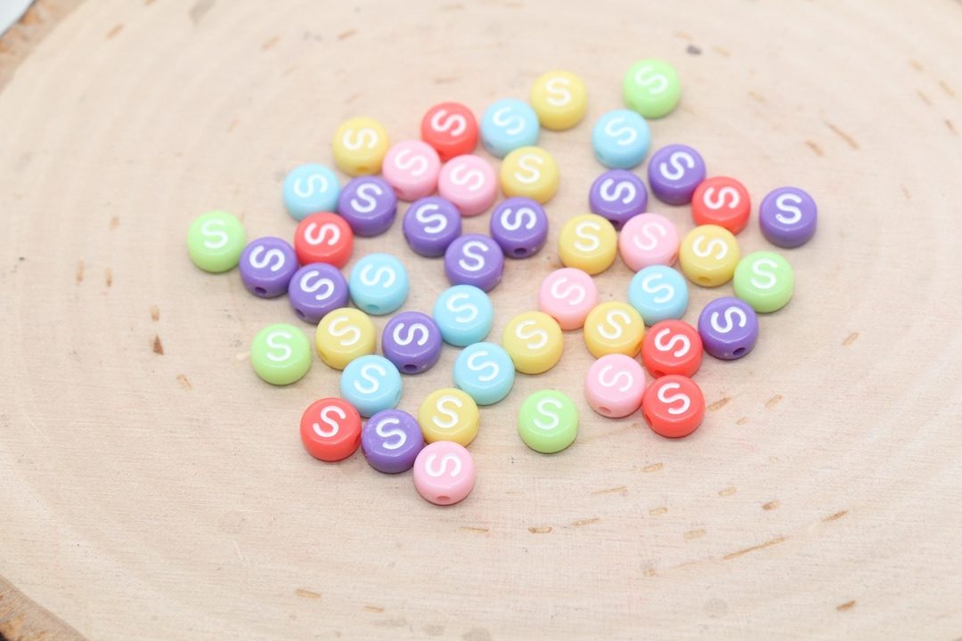 Letter S Beads, Pastel Mix Alphabet Letter Beads, Individual Letter ...