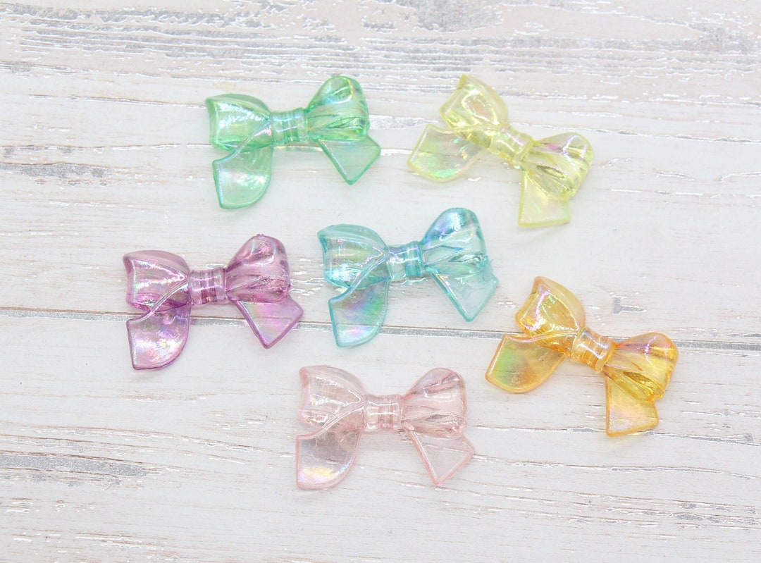 Iridescent Acrylic Bow Beads, AB Rainbow Translucent Bow Beads ...