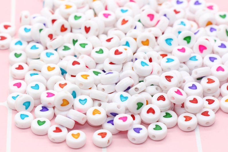Assorted Heart Beads Mix Colors Acrylic Heart Beads - Etsy