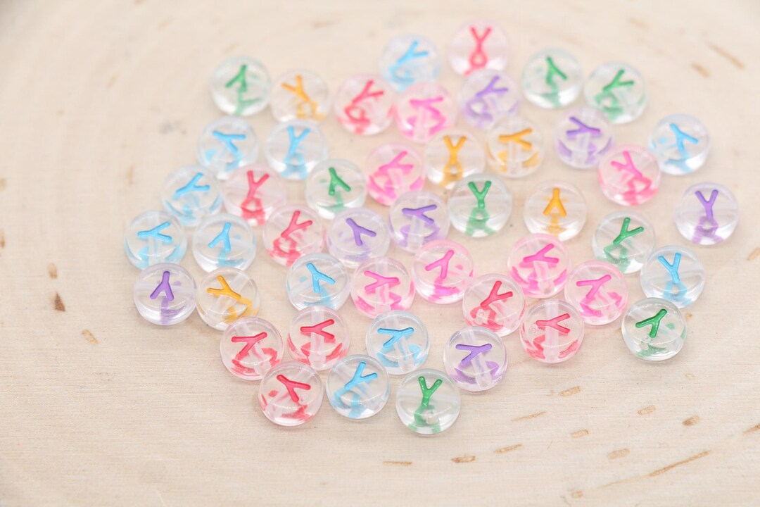 Letter Y Alphabet Beads, Transparent Beads With Mix Color Letters ...
