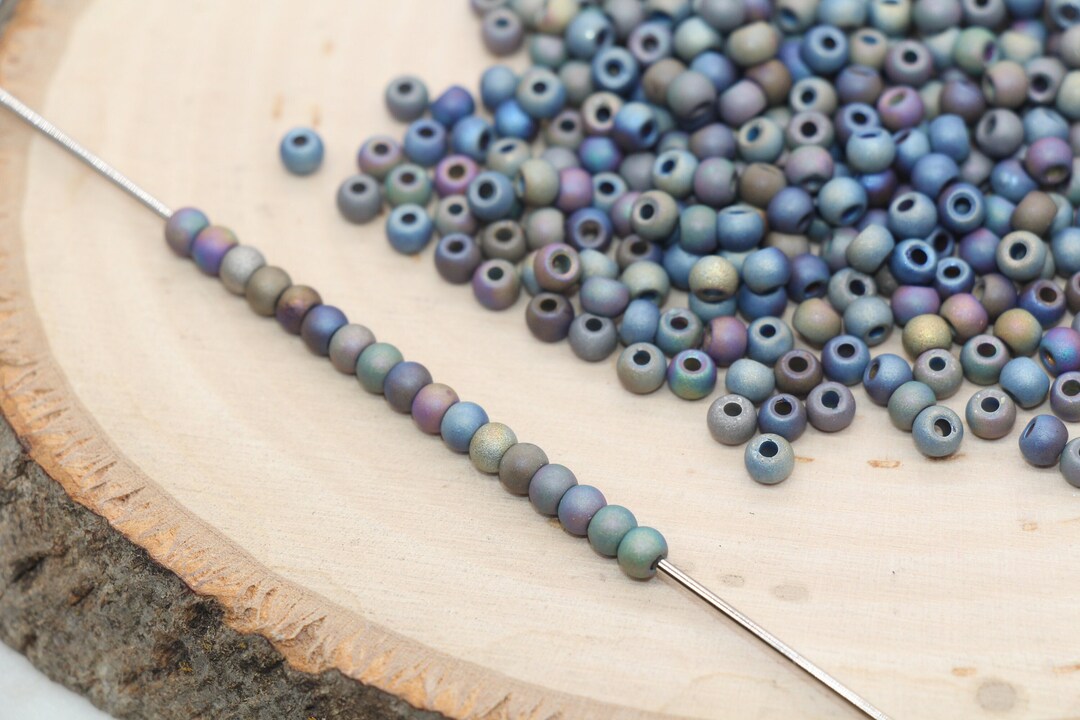 Matte Metallic Glass Beads, 4mm Glass Round Seed Beads, Frosted Seed ...