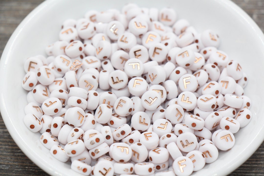 Letter F Alphabet Beads, Rose Gold Letter F Beads, Individual Letter F ...