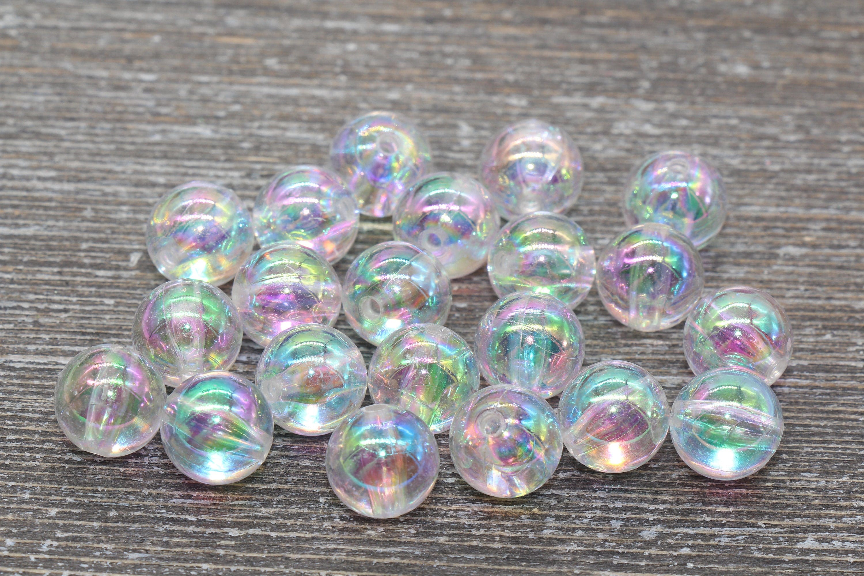 12mm Clear AB Round Beads Iridescent Acrylic Gumball Beads - Etsy