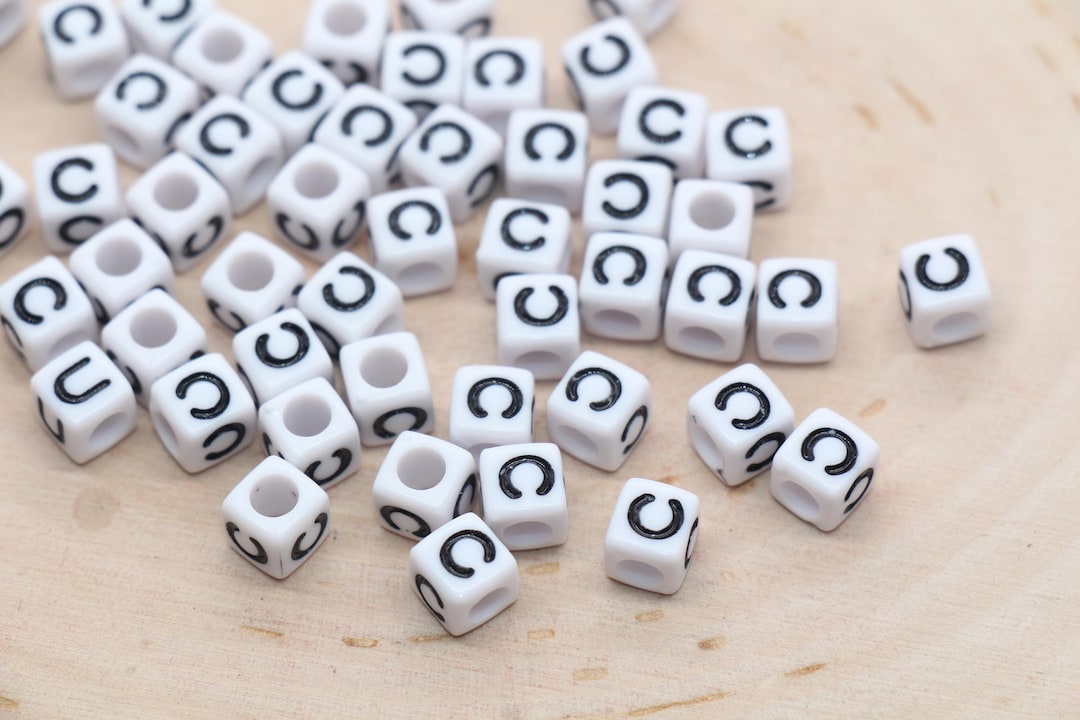 Cube Letter C Beads, Square Letter C Beads, Individual Letter Beads ...