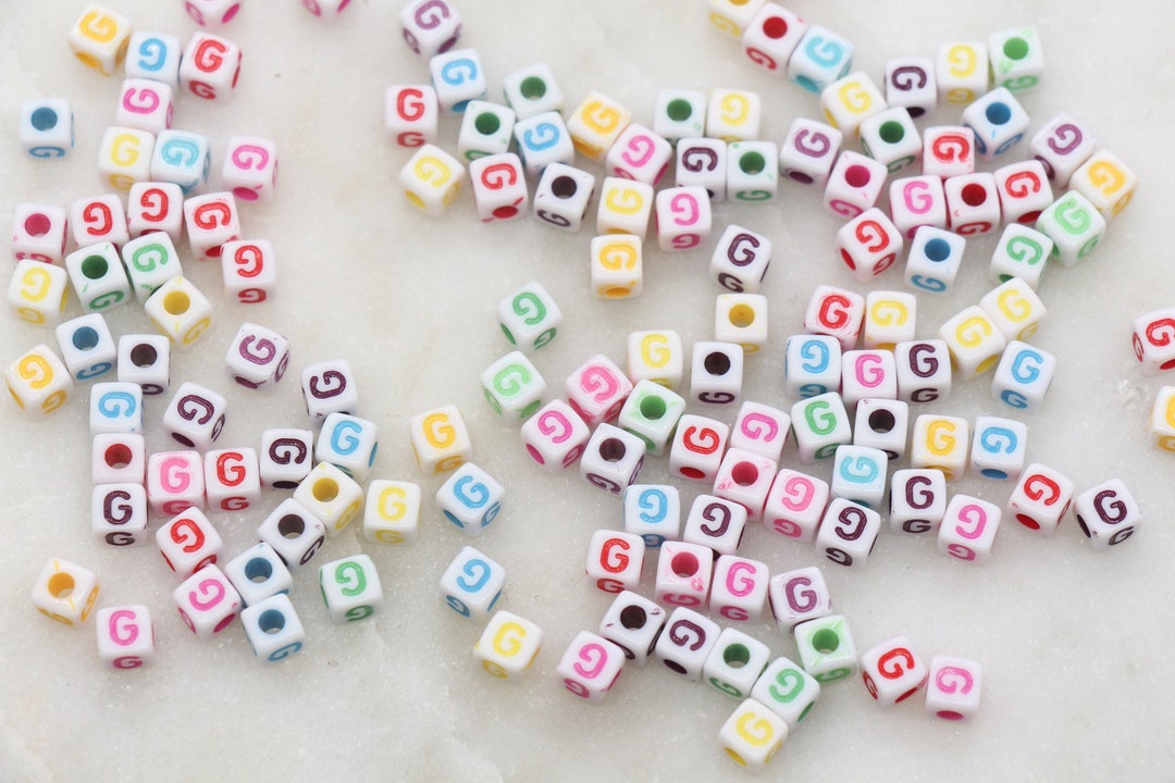 Letter G Cube Beads, Individual Letter Beads, Multicolored Cube ...